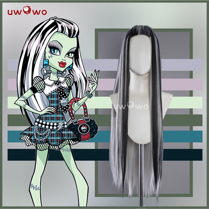 Uwowo Monster High Wig Frankie Cosplay Wig Black Silver Long Hair ...